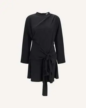 GANNI Draped-knot Crepe Mini Dress