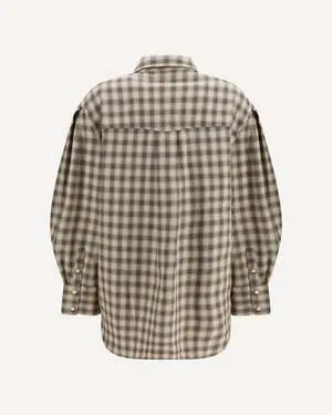 GANNI Check Fannel Shirt - Beige