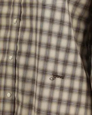 GANNI Check Fannel Shirt - Beige