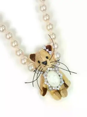 YVMIN Paradise Pearl-pendant Cat Necklace - Neutrals