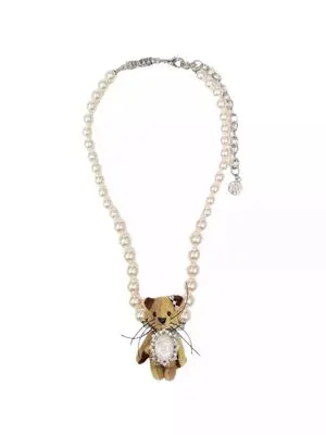 YVMIN Paradise Pearl-pendant Cat Necklace - Neutrals
