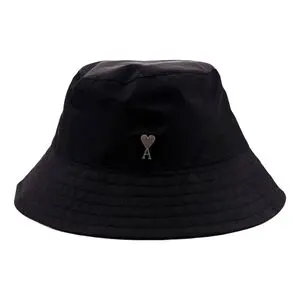 AMI Paris Ss26 De Coeur Stud Bucket Hat 'black Silver - Black/silver
