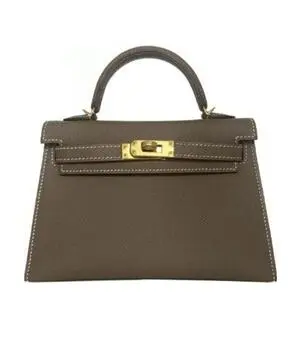 Hermès Elephant Gray Mini Kelly Second Generation Gold Buckle Handbag