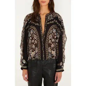 Farm Rio Daniela Long Sleeve Shirt - Daniela Black