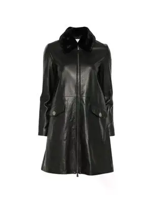 Bally Faux-fur Collar Leather Coat