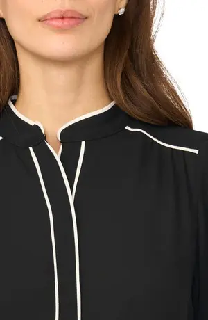 CECE DUPRAZ Piping Detail Long Sleeve Top