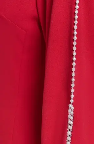Karl Lagerfeld Paris Pearly Bead Scuba Crepe Sheath Dress - Admiral Red