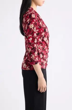 Anne Klein Print Faux Wrap Top