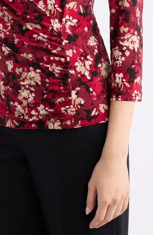 Anne Klein Print Faux Wrap Top