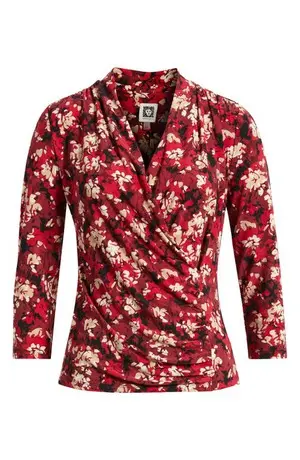 Anne Klein Print Faux Wrap Top