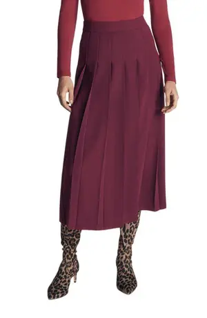Boden Pleated Side Split Midi Skirt