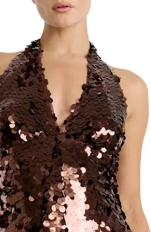 Bardot Avalee Paillette Halter Minidress