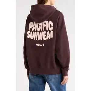 PACSUN Front Zip Hoodie - Brown