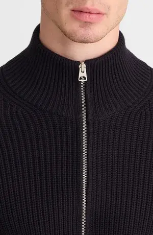 Madewell Shaker Stitch Full Zip Cotton Sweater