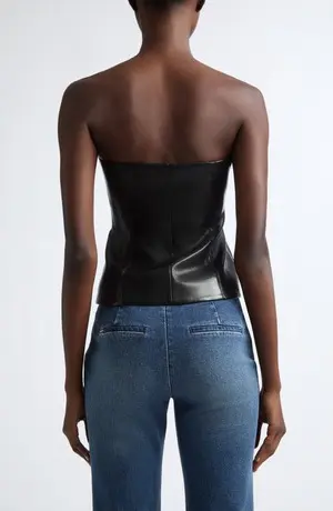 Alice + Olivia Pat Strapless Faux Leather Top