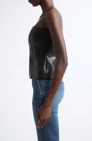 Alice + Olivia Pat Strapless Faux Leather Top