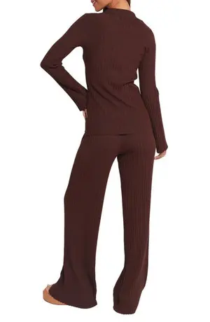 PETAL & PUP Aylia Rib Knit Top & Flare Leg Pants Set