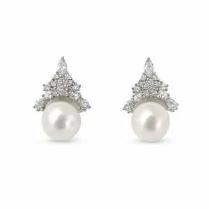 ANGEL BAROCCO Crystal Accent Freshwater Pearl Drop Earrings - Silver