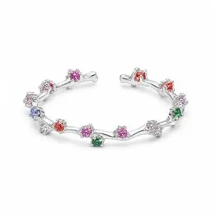 ANGEL BAROCCO Multicolour Zircon Vine Sterling Silver Open Ring - Gray