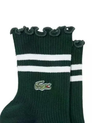 Lacoste Ruffled Striped-trim Socks