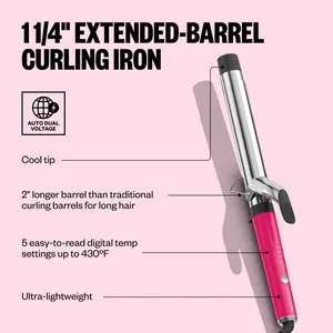 BABYLISSPRO Limited Edition Hot Pink Extended-barrel Curling Iron