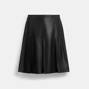 COACH OUTLET Pleated Leather Midi Skirt
