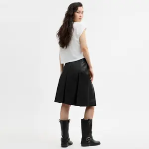 COACH OUTLET Pleated Leather Midi Skirt