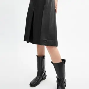 COACH OUTLET Pleated Leather Midi Skirt