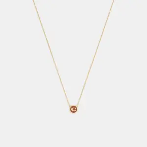COACH OUTLET Signature Enamel Coin Pendant Necklace - Gold/brown