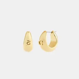 COACH Signature Thick Hoop Earrings - Gold
