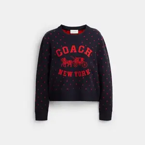 COACH Double Face Crewneck Sweater - Navy