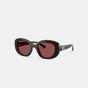 COACH Maxi Sculpted C Overd Round Sunglasses - Transparent Garnet