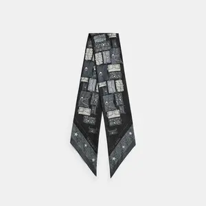 COACH Stacked Tabby Star Print Silk Skinny Scarf