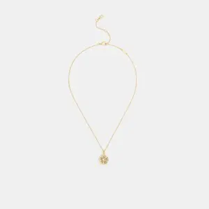 COACH Pavé Tea Rose Pendant Necklace