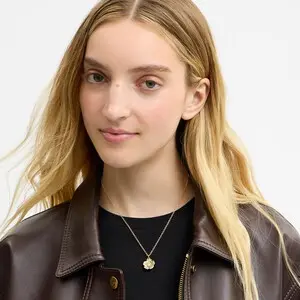 COACH Pavé Tea Rose Pendant Necklace