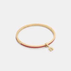 COACH Cherry Charm Enamel Thin Hinged Bangle Bracelet - Gold/red