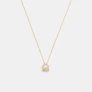 COACH Pavé Tabby Pendant Necklace - Gold/clear