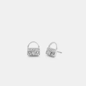 COACH Pavé Tabby Stud Earrings - Silver/clear
