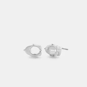 COACH Signature Stud Earrings - Silver