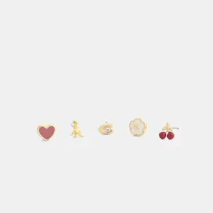 COACH Rexy And Cherry Enamel Stud Earring Set - Gold/multi