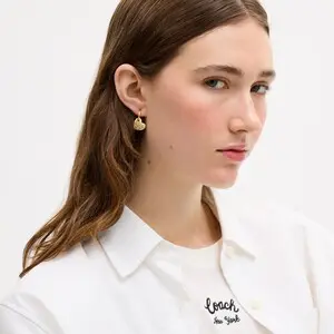 COACH Signature Heart Hoop Earrings