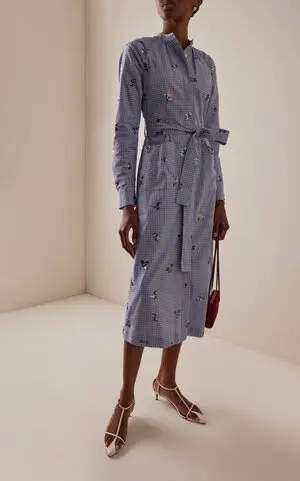 MARKARIAN Gazania Sequin Embroidered Shirt Dress