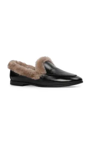 BLACK SUEDE STUDIO Zora Shearling Loafers - Black