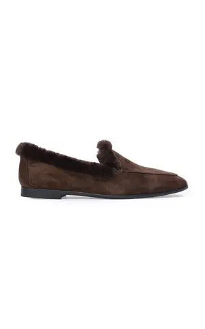 BLACK SUEDE STUDIO Zora Shearling Loafers - Brown