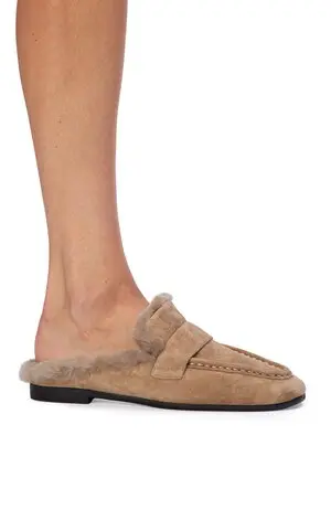 BLACK SUEDE STUDIO Theo Shearling Mules
