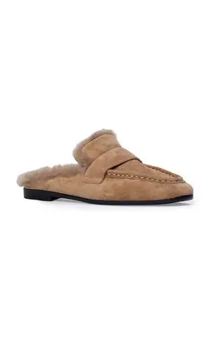 BLACK SUEDE STUDIO Theo Shearling Mules