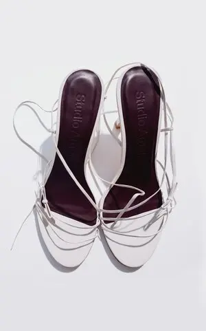 Studio Amelia Solstice 70 Leather Sandals - Light Grey