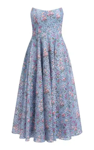MARKARIAN Rousseau Lace Midi Dress - Blue