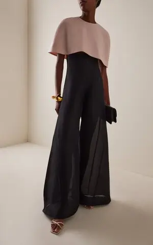 TEMILY Matador Corseted Silk Gazar Wide-leg Trousers