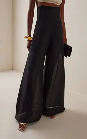 TEMILY Matador Corseted Silk Gazar Wide-leg Trousers